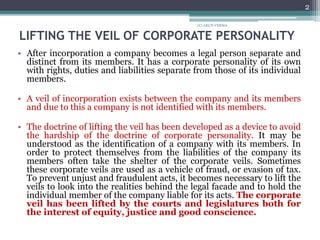 Lifting the veil of corporate personality | PPTX