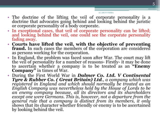 Lifting the veil of corporate personality | PPTX