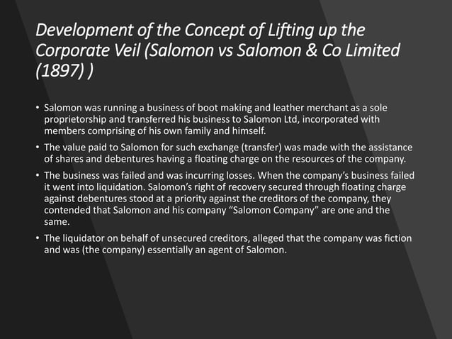 Lifting up of corporate veil | PPTX