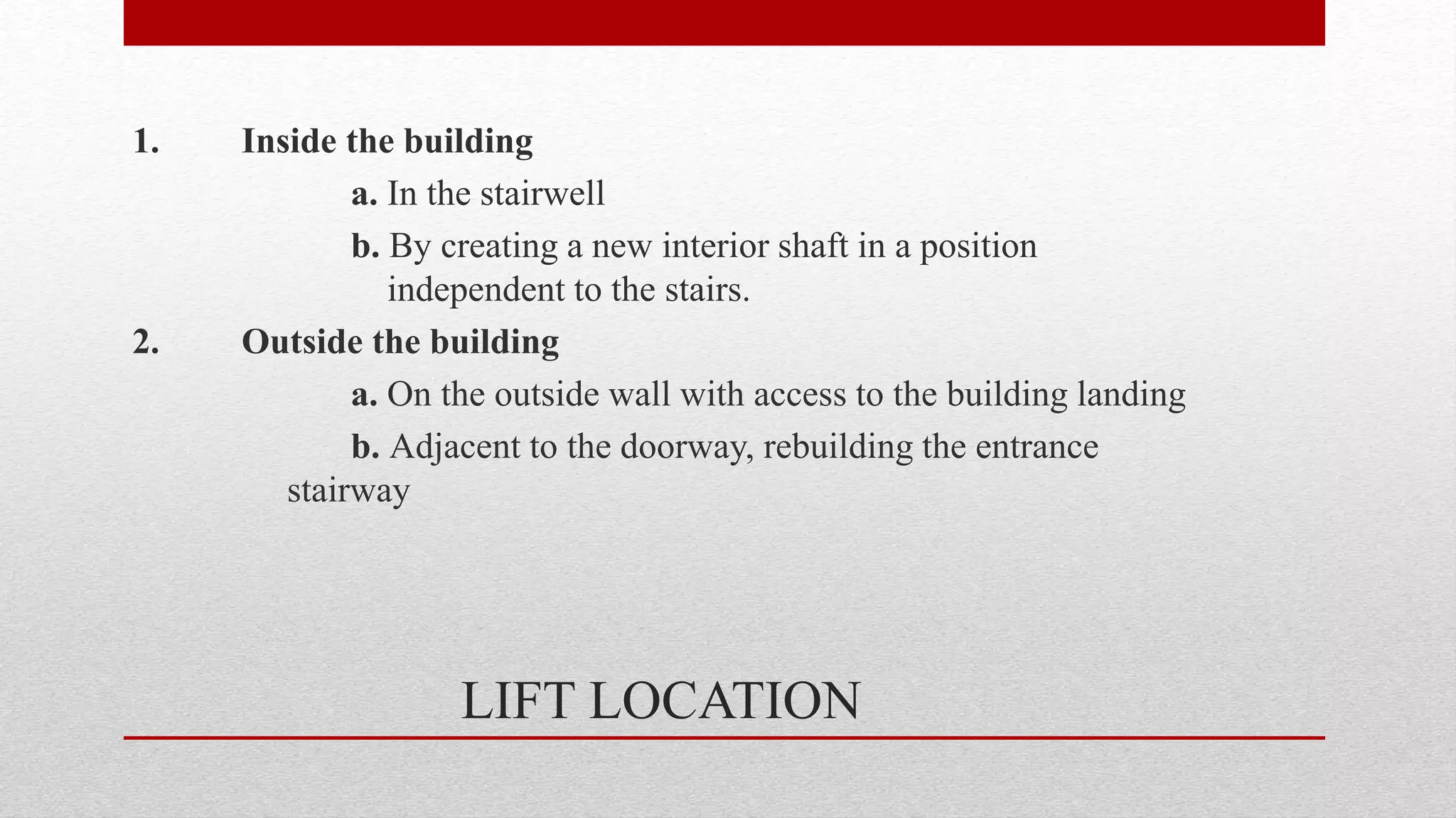 Lift Location, Arrangement and Zoning System | PPTX