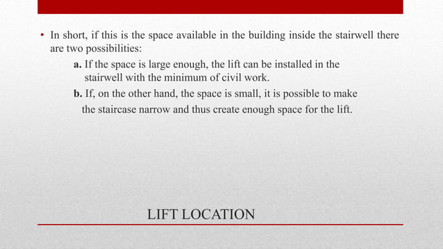 Lift Location, Arrangement and Zoning System | PPTX