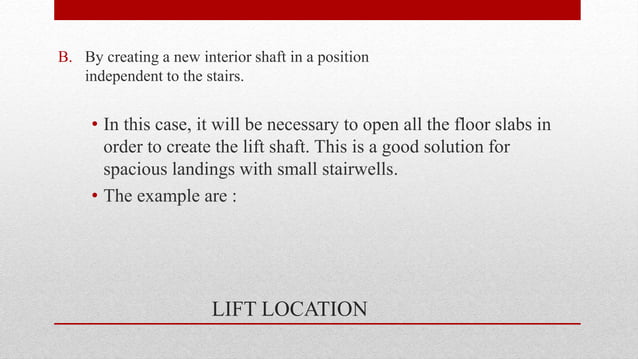 Lift Location, Arrangement and Zoning System | PPTX