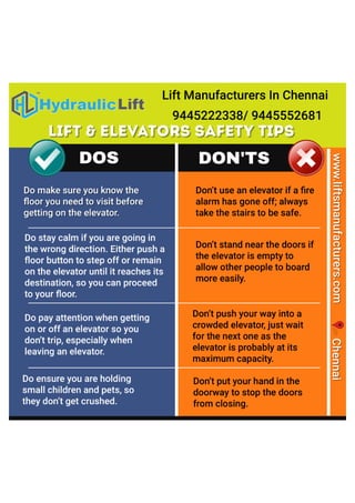 Do's and Don'ts when using Lift or elevator. | PDF