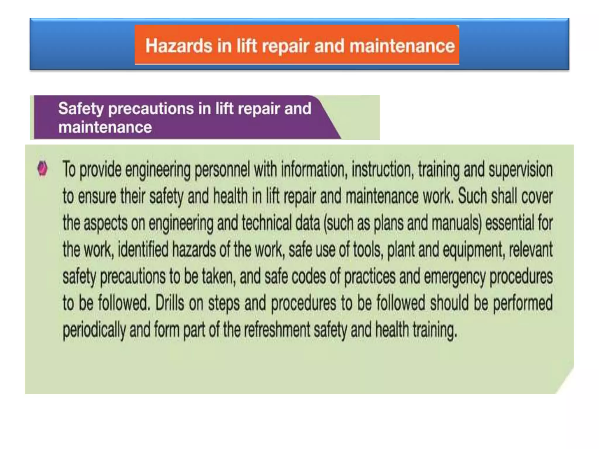 Lift Maintenance Safety | PPTX