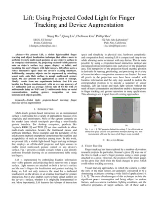Lift using projected coded light for finger tracking and device ...