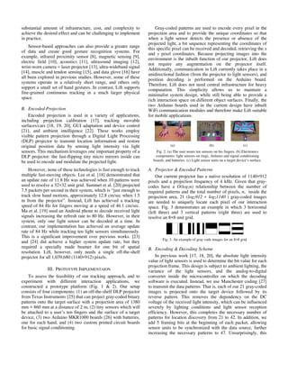 Lift using projected coded light for finger tracking and device ...