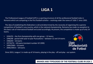 Liga 1 Romania brands and typologies of football clubs | PDF