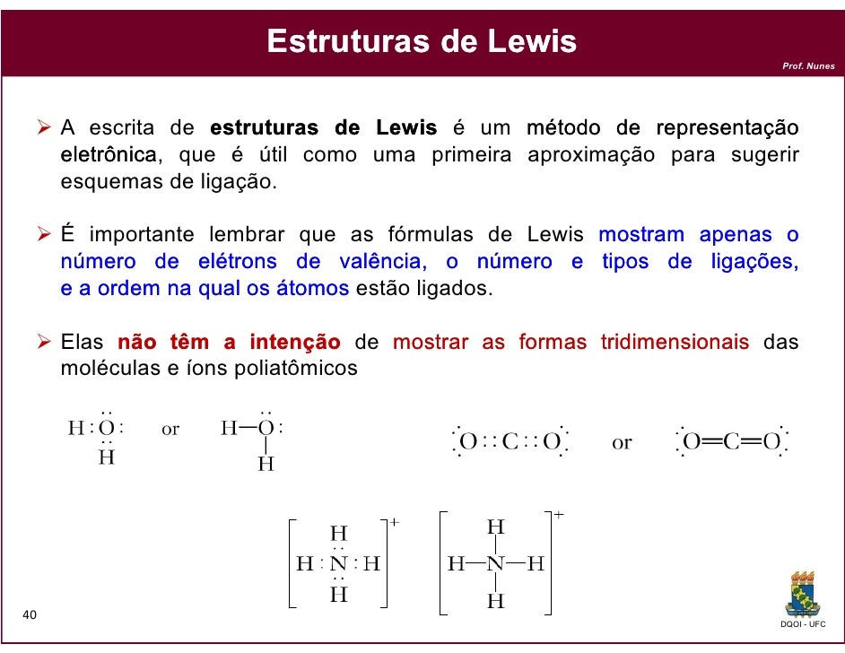 Estrutura De Lewis E Formula Estrutural Vrias Estruturas