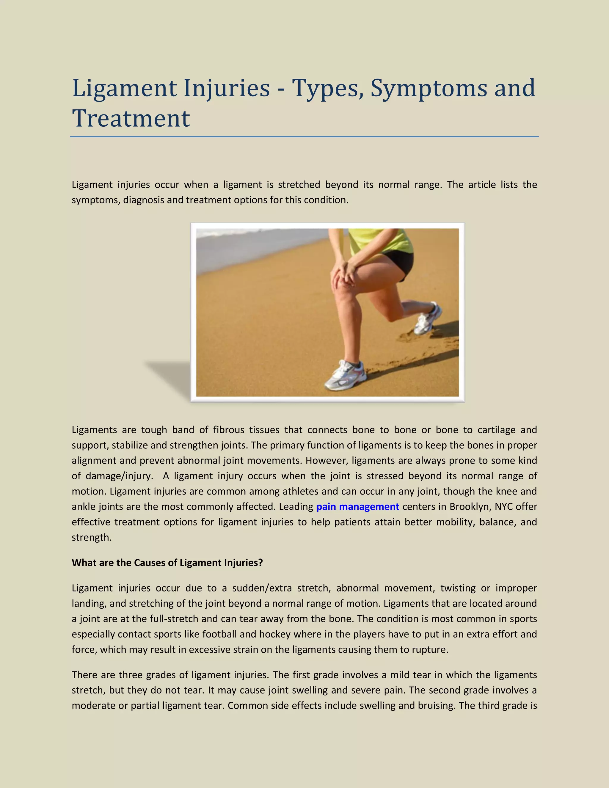Ligament Injuries - Types, Symptoms and Treatment | PDF | Death, Injury ...
