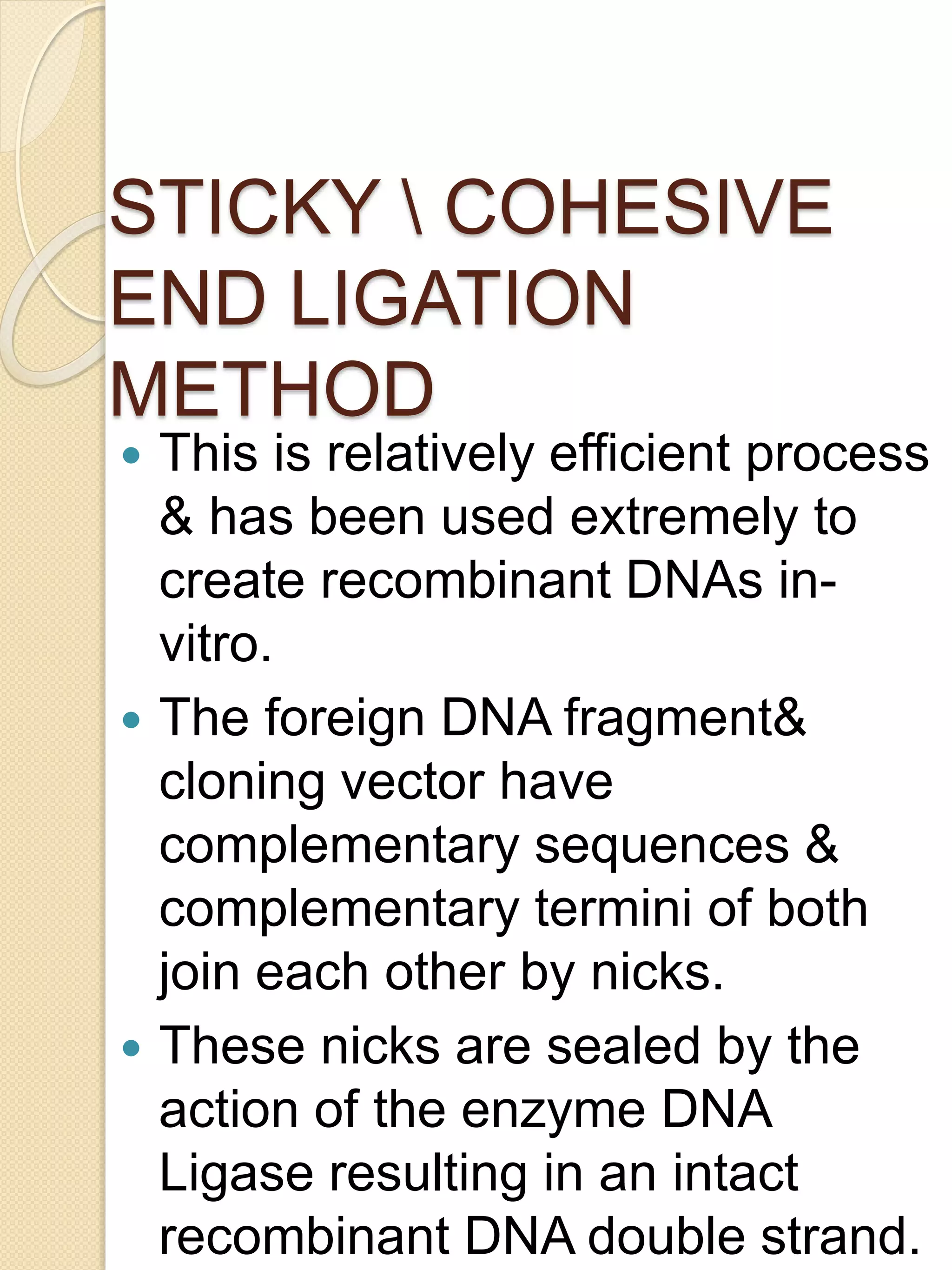 LIGATION OF VECTOR & PASSENGER DNA | PPTX