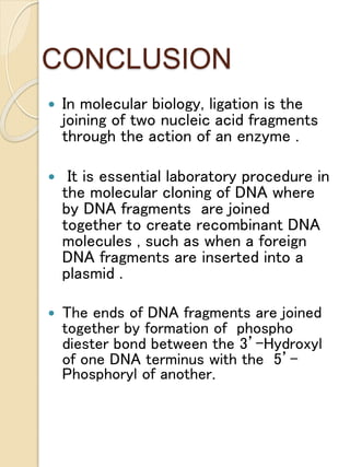 LIGATION OF VECTOR & PASSENGER DNA | PPTX