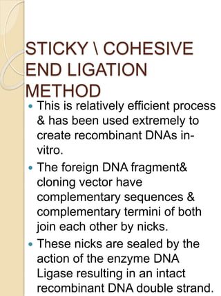 LIGATION OF VECTOR & PASSENGER DNA | PPTX