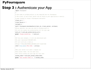 PyFoursquare: Python Library for Foursquare | PDF