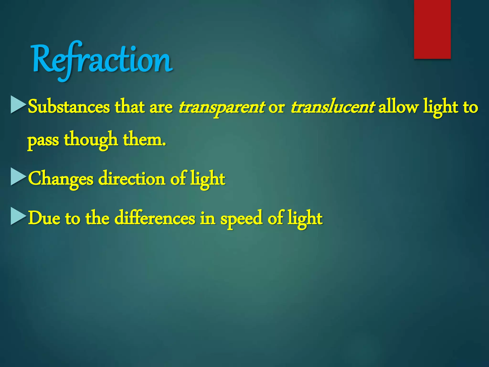 LIGHT , REFACTION AND REFRACTION CLASS 10TH | PPTX