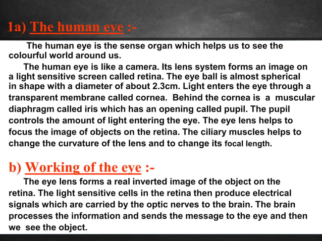 Light human eye and the colourful world | PPTX