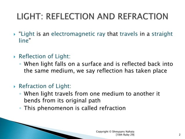 Light Reflection And Refraction Class 10 Physics Complete Ppt