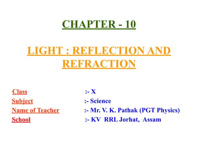 Light reflection and refraction.ppt | Physics | Science