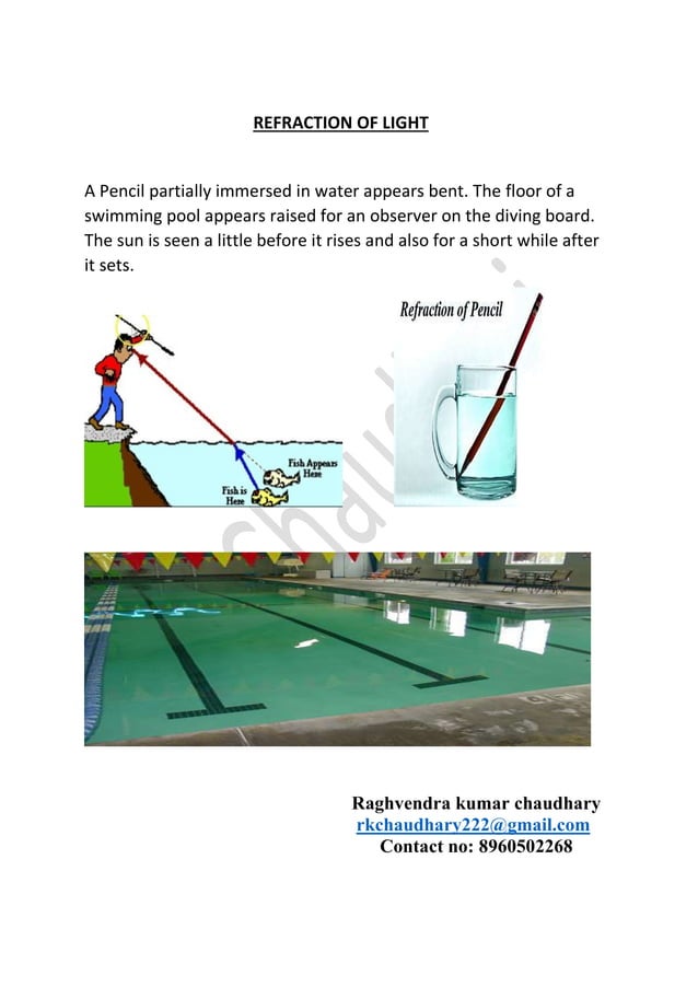 Refraction of light -1 class-10th | PDF