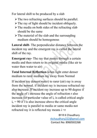 Refraction of light -2 class-10th | PDF