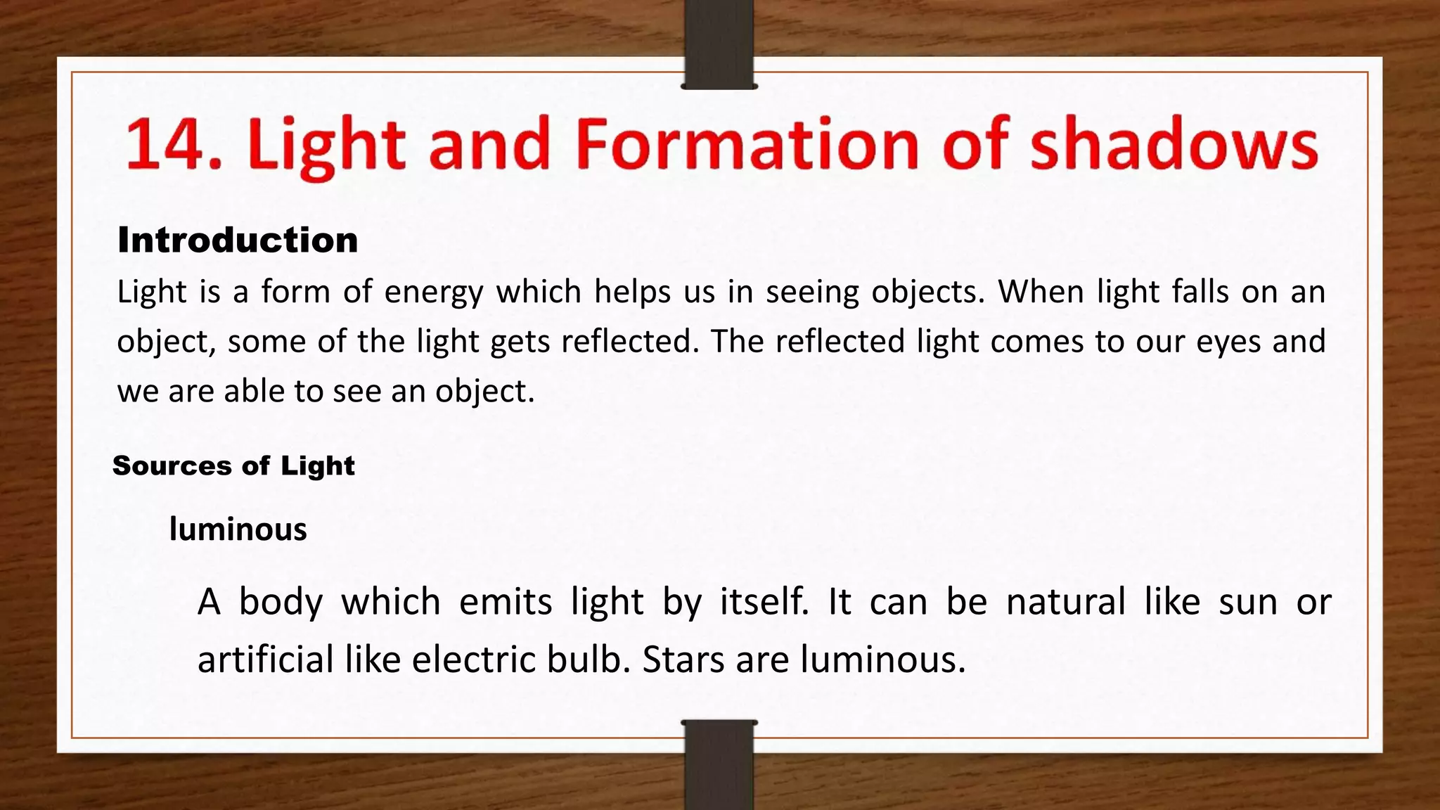 Light and formation of shadows | PPTX