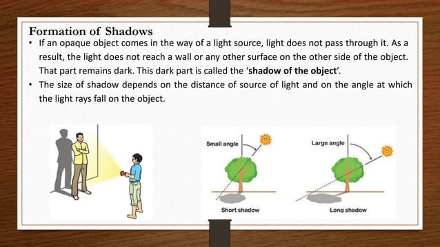 Light and formation of shadows