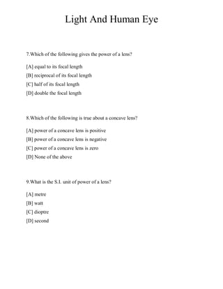 Light and human eye | PDF