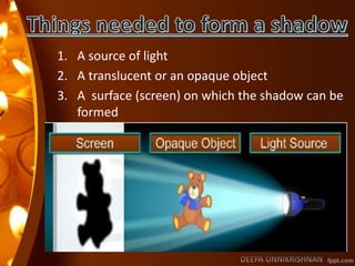 Light and shadows grade 5 cbse_Deepa Unnikrishnan | PPTX