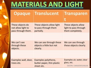 Light and shadows grade 5 cbse_Deepa Unnikrishnan | PPTX