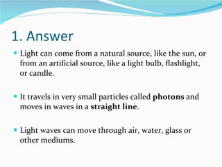 Light and sound science 2 ESO Bilingual | PPT