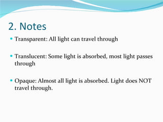 Light and sound science 2 ESO Bilingual | PPT