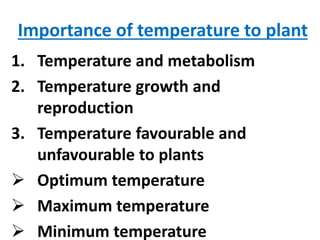 Light and temperature of an ecosystem | PPTX