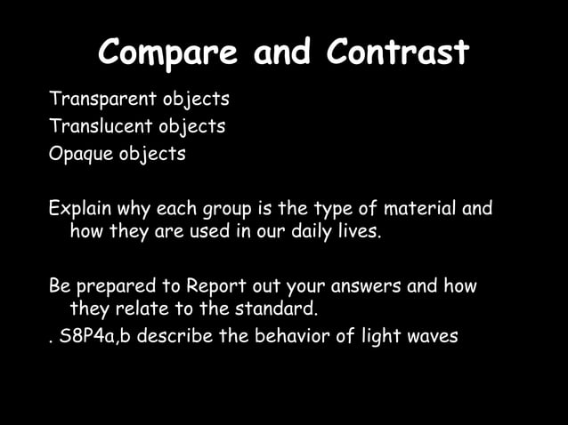 The Behavior of light on different substances | PPT | Chemistry | Science