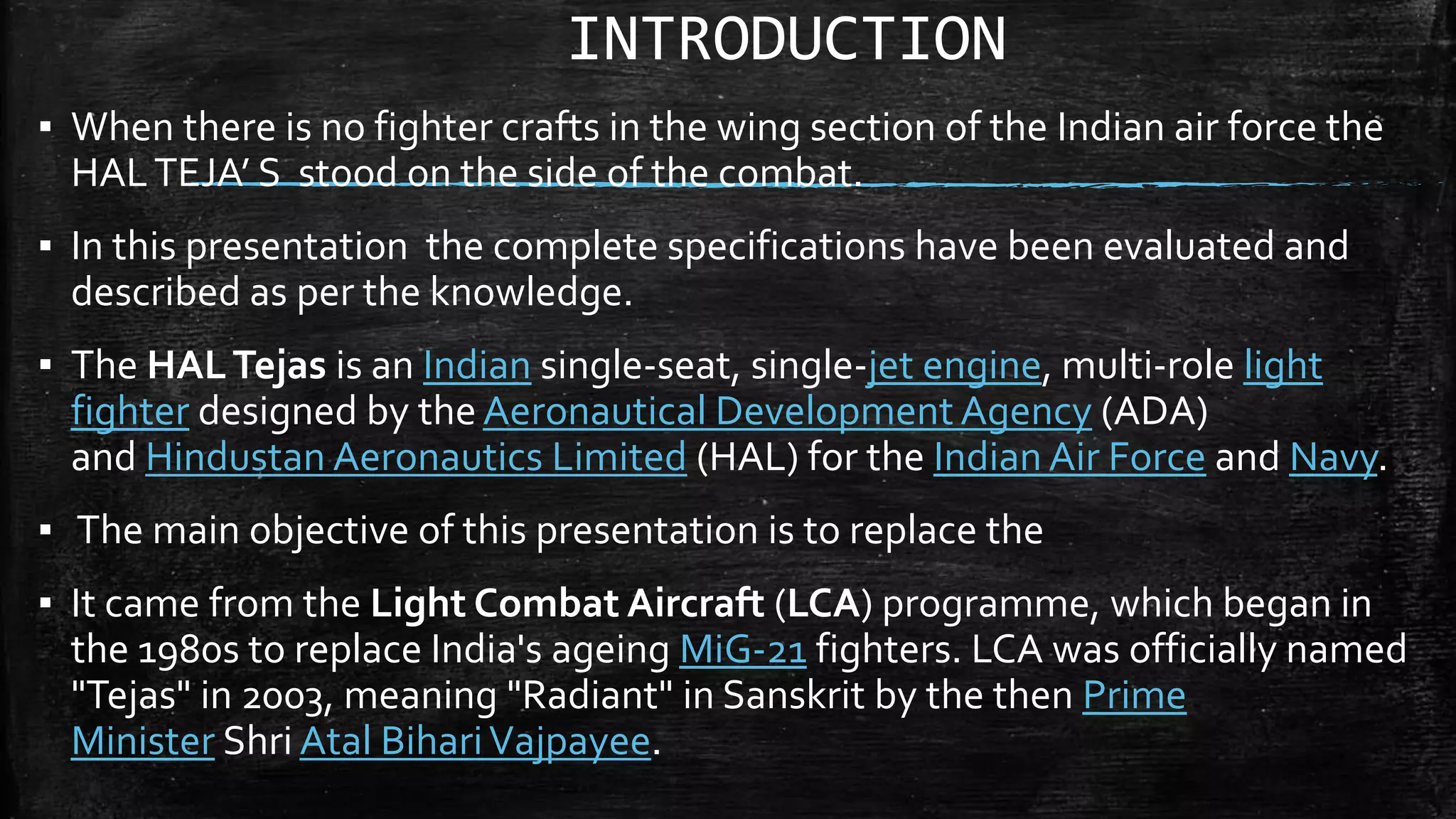 Light combact aircraft tejas | PPTX