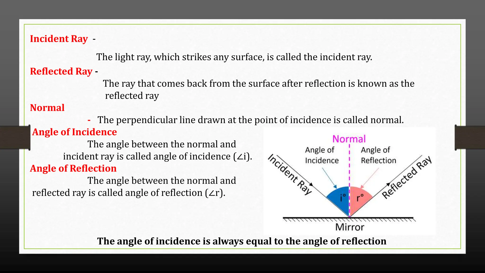 Understand how to generate Light and their reflection | PPT