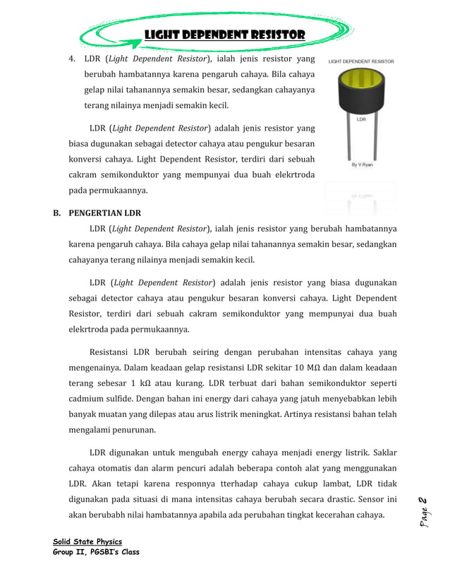 Light dependent resistor | PDF