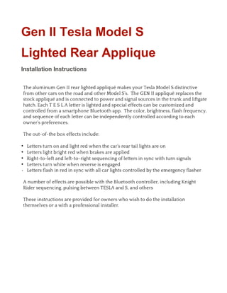 EVANNEX - Lighted Emblem Installation Guide for Tesla Model S | PDF