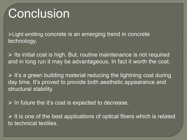 light emitting concrete.pptx for seminar | PPT