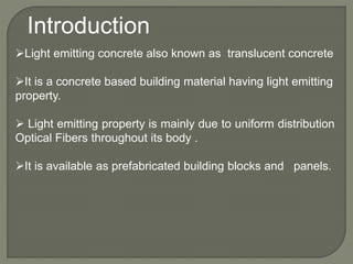 light emitting concrete.pptx for seminar | PPTX