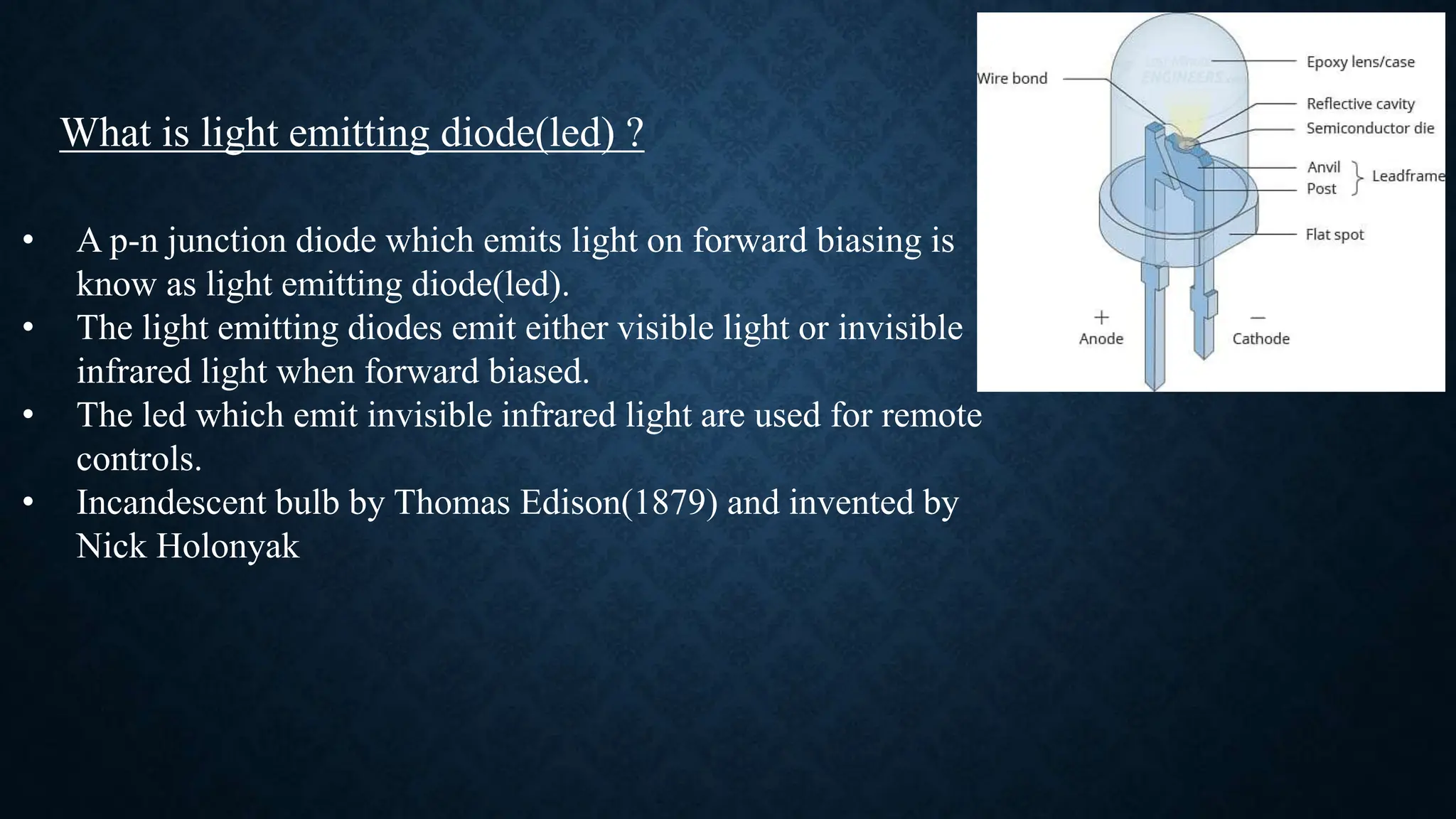 LIGHT EMITTING DIODE(LED) is The physics Seminar | PPTX