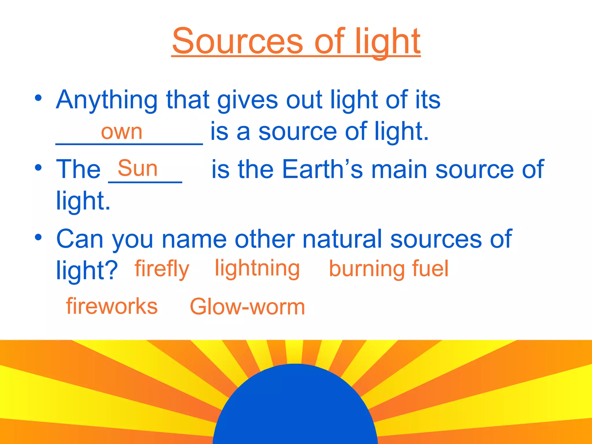 Light Energy Sources And Reflection | PPT