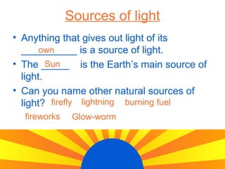 Light Energy Sources And Reflection | PPT