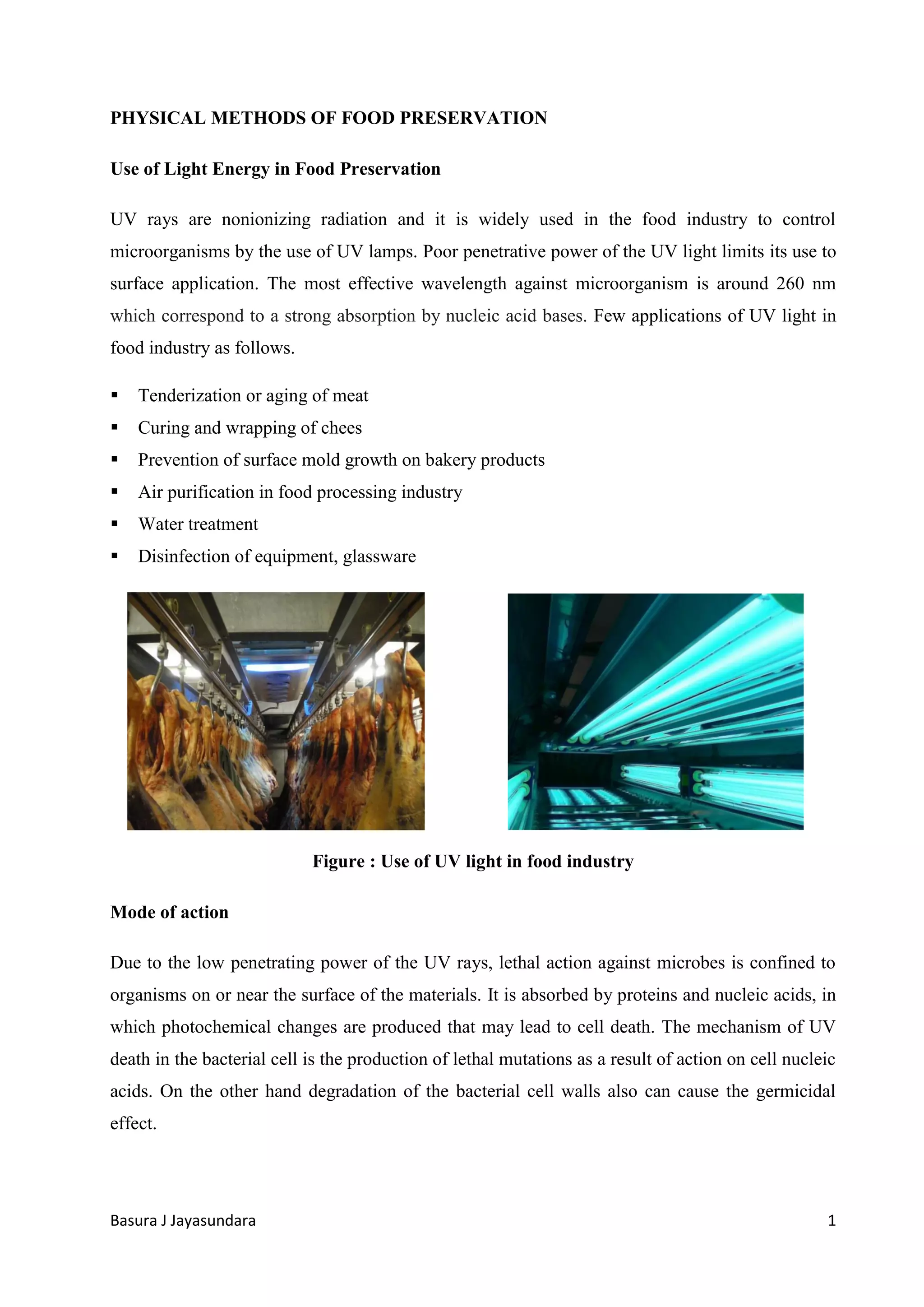 Use of UV in food preservation | PDF