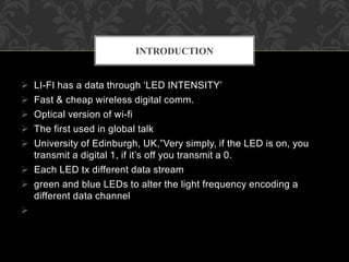 Light fidelity Li-Fi system (Dcomm) | PPTX