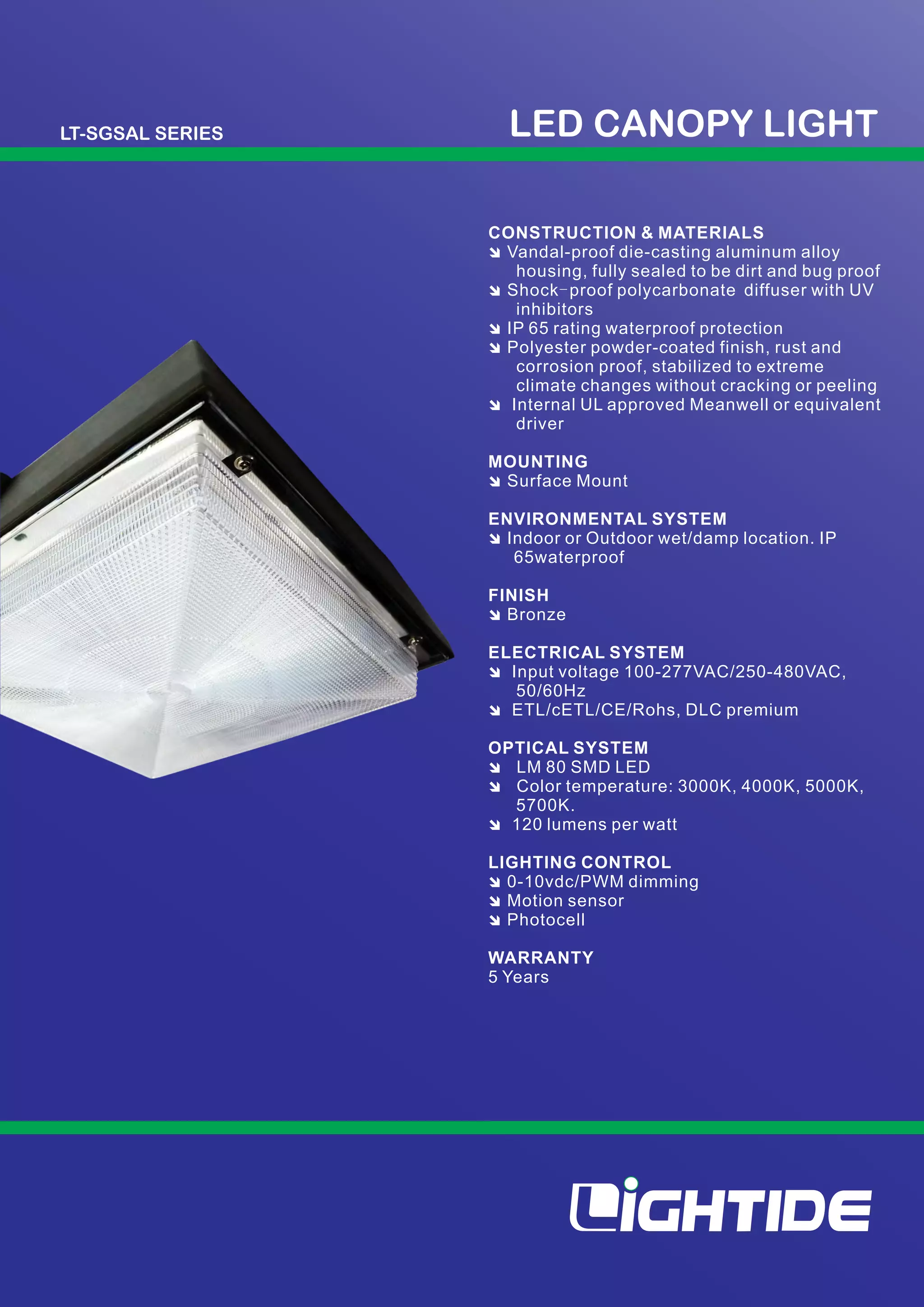 Lightide DLC Premium LED Canopy Lights sales sheet -2019 | PDF