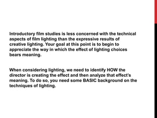 Movie Lighting Basics explained in short | PPTX | Photography | Arts ...