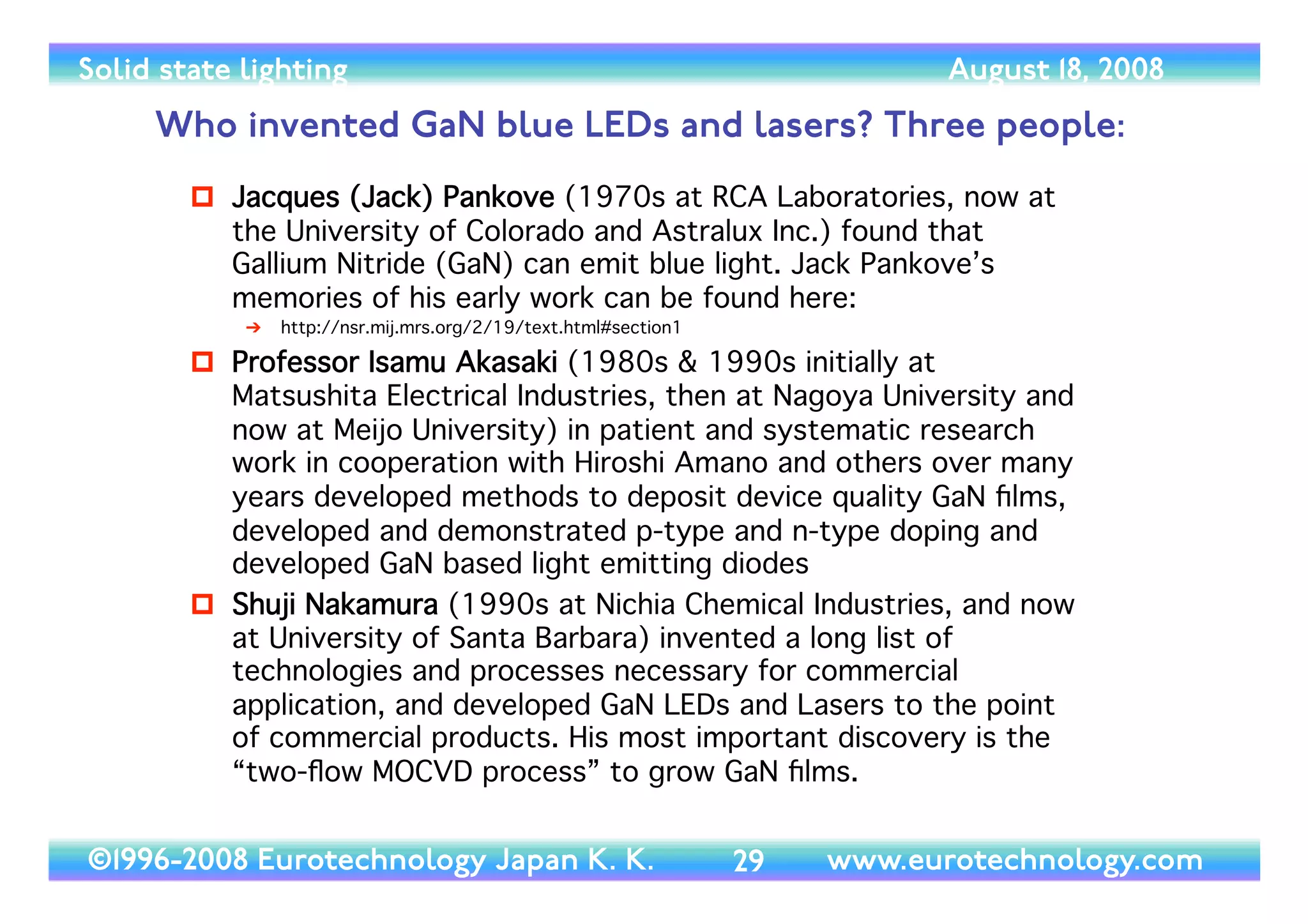 Solid state lighting, GaN LEDs and lasers | PDF