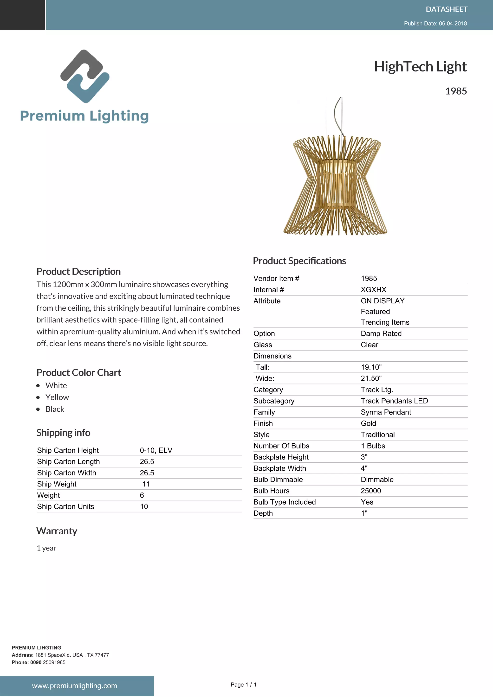 Lighting and Electricity Datasheet Template | PDF