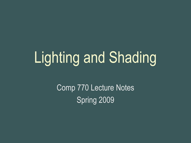Lighting and shading | PPT