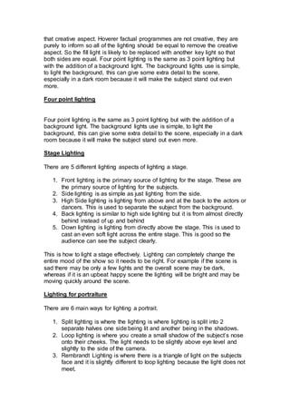 Lighting assessment 2 | DOCX | 3-D Graphics | Computer Software and ...