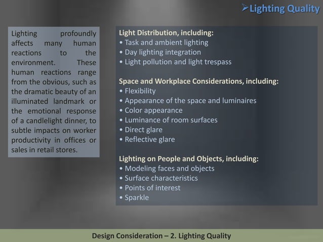 Lighting design considerations | PPTX | Indoor Environmental Quality | Home & Garden